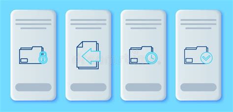 Set Line Next Page Arrow Document Folder With Clock Folder And And