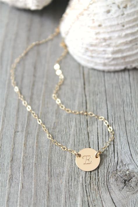 K Gold Filled Initial Disc Necklace Personalized Monogram