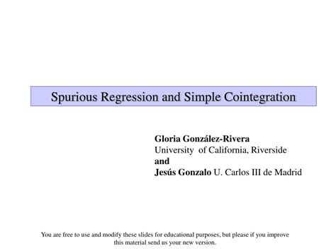 PPT Spurious Regression And Simple Cointegration PowerPoint Presentation ID 643926