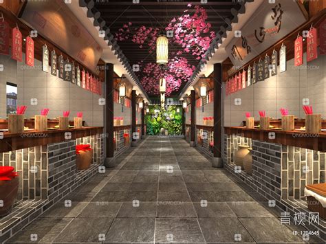 美食街3D模型 中式VR有灯光有贴图MAX2016美食街3d模型下载 ID1704645 免费3Dmax模型库 青模3d模型网