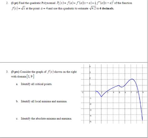 Solved 2 1 Pt Find The Quadratic Polynomial Chegg Com