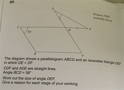 Solved Q5 Diagram Not Accurately Drawn The Diagram Shows A Parallelogram Abcd And An Isosceles