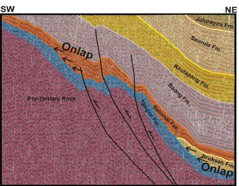 Interpreted Seismic Section Y Indicates Onlap Pattern Of The Belumai