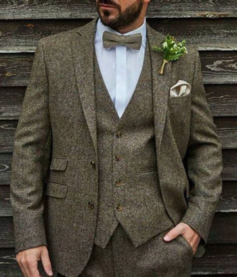 Men Grey Tweed Piece Suit Wedding Suit Men Dinner Suits 52 Off