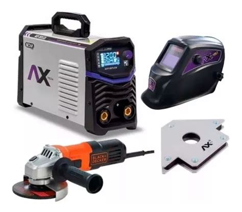 Combo Soldadora Inversor 200a Axt 207lcd Equipo De Trabajo Mebuscar