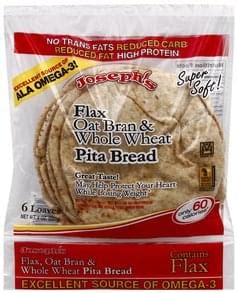 Josephs Flax Oat Bran Whole Wheat Pita Bread Ea Nutrition
