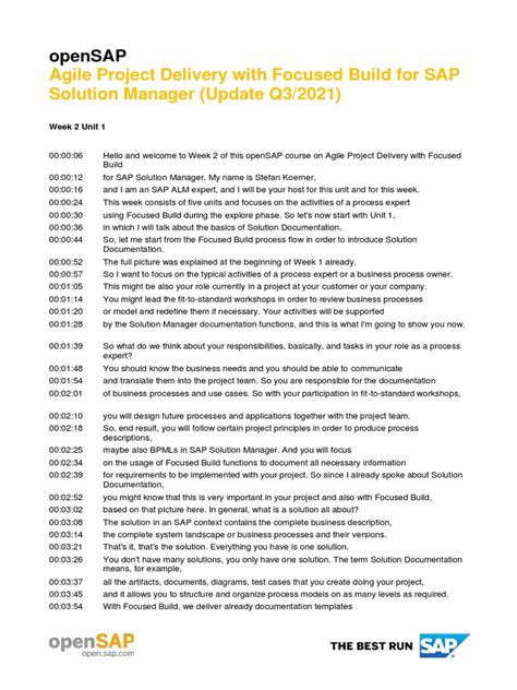 Opensapsolman2 1week2transcript Pdf Library Computing