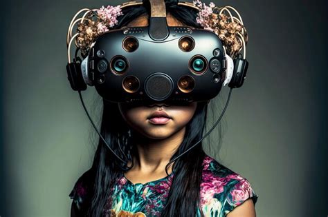 Premium Photo Asian Girl Vr Headset Gles Virtual Reality
