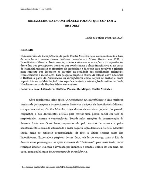 romanceiro da inconfidência poemas que contam a história temporis ação goiás v 1 n 10
