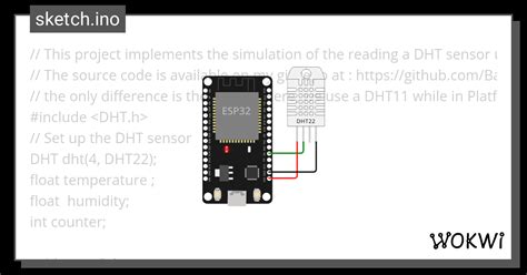 DHT Sensor wih ESP32 - Wokwi ESP32, STM32, Arduino Simulator