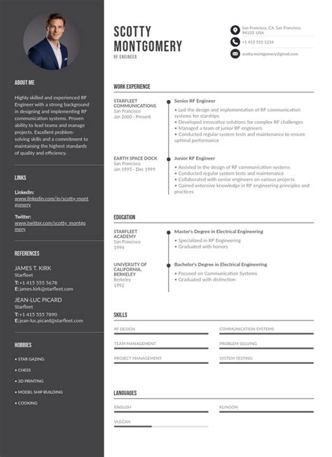 Rf Engineer Resume Examples A Comprehensive Cv Template Guide