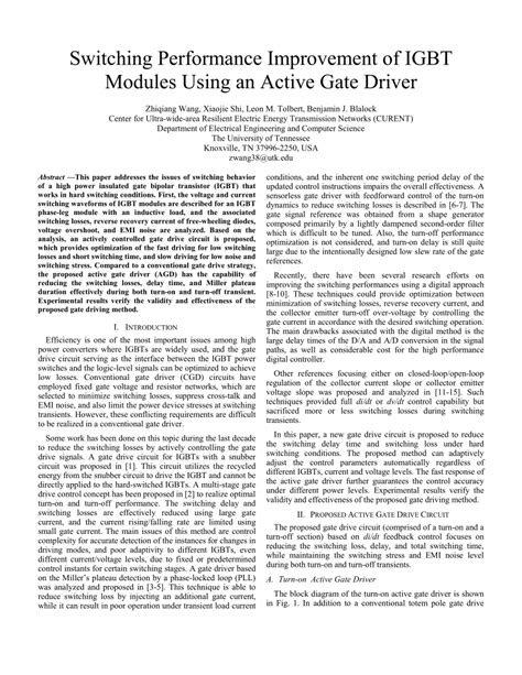 Pdf Switching Performance Improvement Of Igbt Modules Using An Active Gate Driver