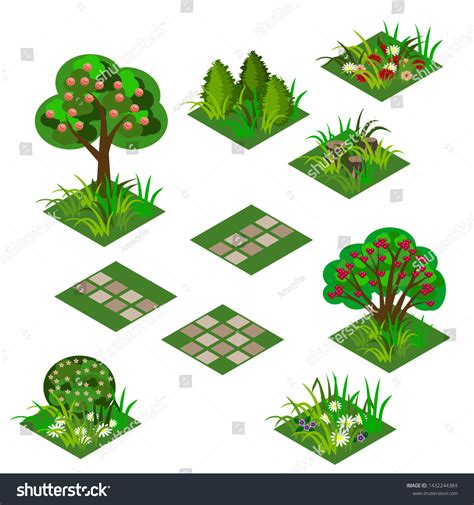 Garden Farm Isometric Tile Set Isolated Stock Vector Royalty Free