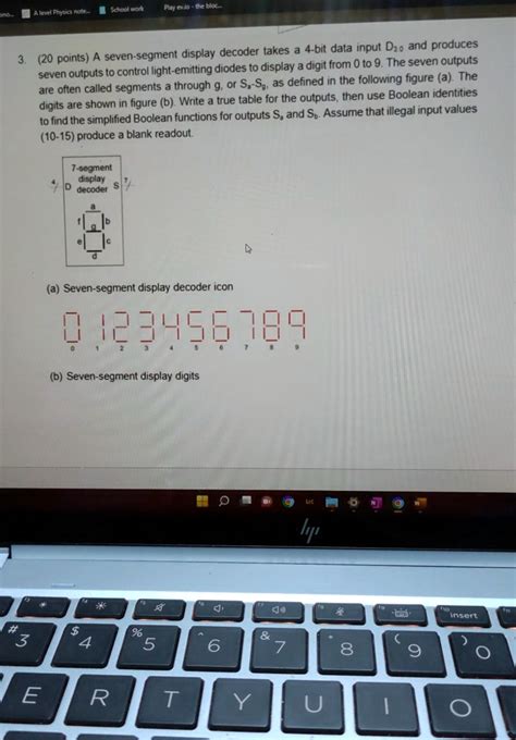 solved a seven segment display decoder takes a 4 bit data input d0 and