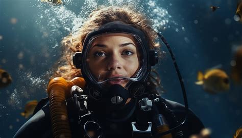 Premium Ai Image Scuba Diving Woman