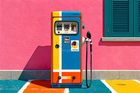 레트로 주유소 일러스트 무료 다운로드 Lovepik