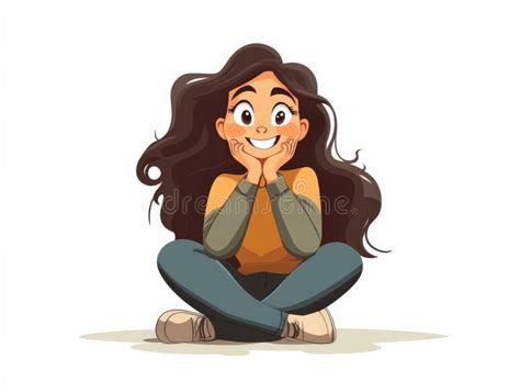 Happy Girl Sitting Cross Legged Showcasing Joy And Fun In A Playful