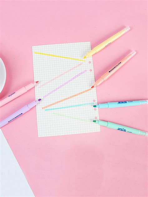 6 Piècesset 6 Couleurs Highlighter Stylos Double Têtes Fluo Marqueurs