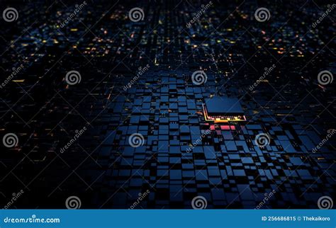 3d Rendering Microprocessor Cpu Chipset Central Processor Unit On The Illumination Circuit