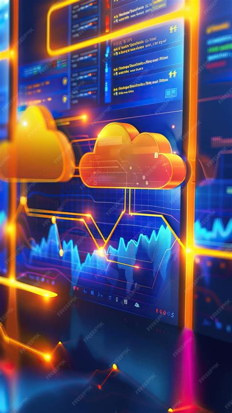 A Vibrant Digital Visualization Of Cloud Computing And Data Analysis