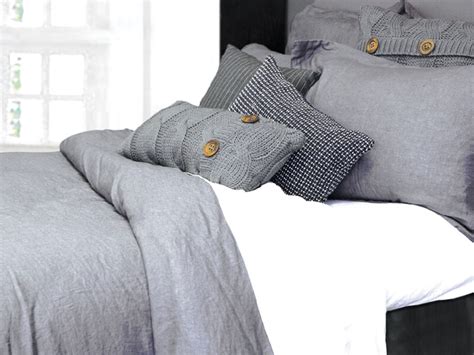 Morgan Linen Grey Bedding By Alamode Heirloom Linens Canadian