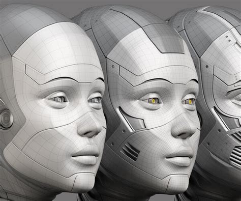 Artstation Robot Woman Head Collection 3d Models Resources