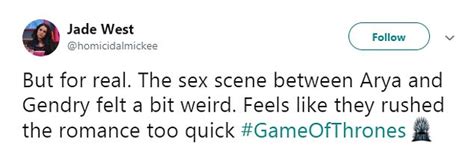 Game Of Thrones Fans Brand Arya Sex Scene Weird And Uncomfortable