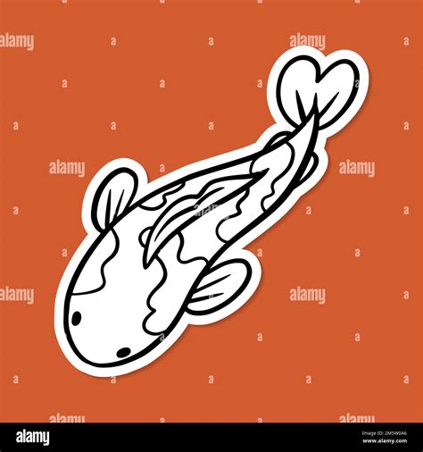 Koi Carp Fish Sticker On Red Background Vector Stock Vector Image And Art