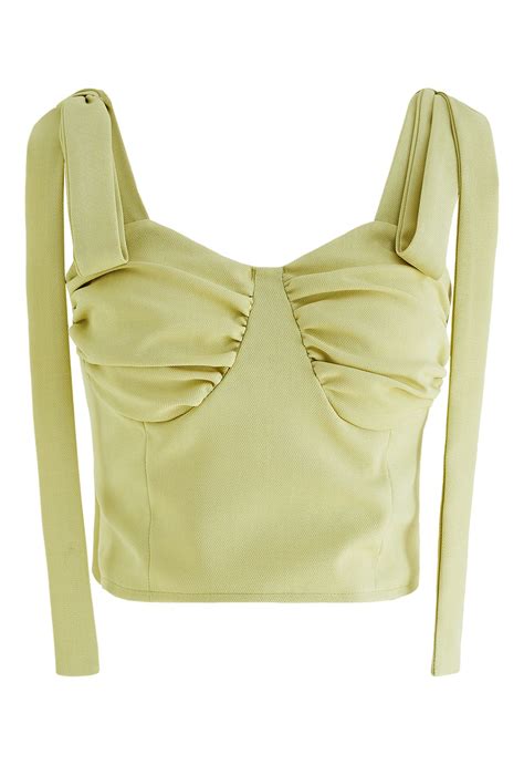 Tie Strap Bustier Crop Top In Lime Retro Indie And Unique Fashion