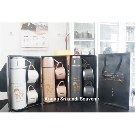 Jual Souvenir Vacuum Flask Set Custom Sablon 500ml Shopee Indonesia