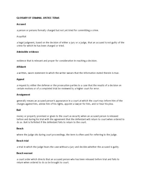 Glossary Of Criminal Justice Terms For Efl Prosecutor Plea