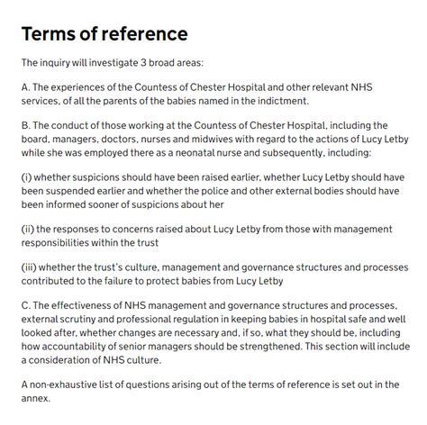 Letby Inquiry Terms Of Reference Revealed Nurseonestop