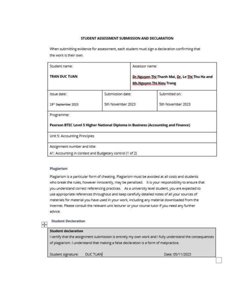 Student Assessment Submission Accounting Principles