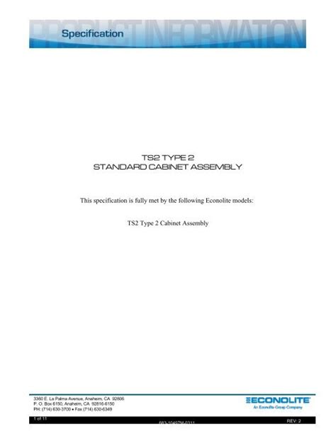 Ts2 Type 2 Standard Cabinet Specification Econolite