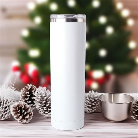Premium Photo Mockup Of Blank Oz Skinny Tumbler Mockup White Skinny