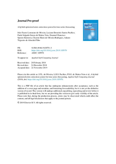 Pdf A Hybrid Optimized Error Correction System For Time Series Forecasting