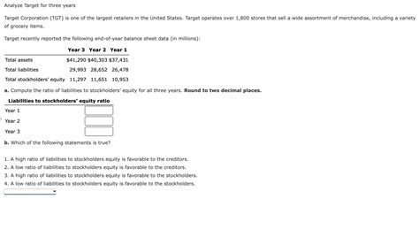 solved analyze target for three years target corporation