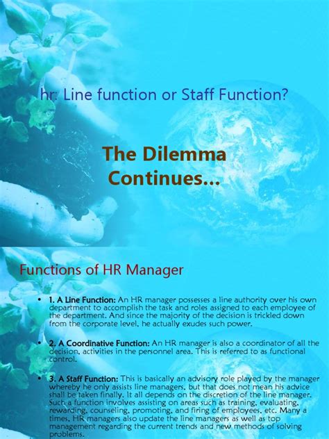 Hr Line Function Or Staff Function The Dilemma Continues Pdf