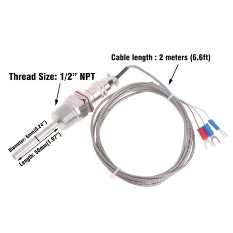 RTD Pt100 Temperatur Sensor Sonde L 5cm 1 2 NPT Grandado
