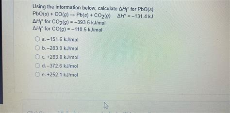 Solved Using The Information Below Calculate Δhf° ﻿for