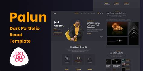 palun personal portfolio react js template by tortoizthemes codester