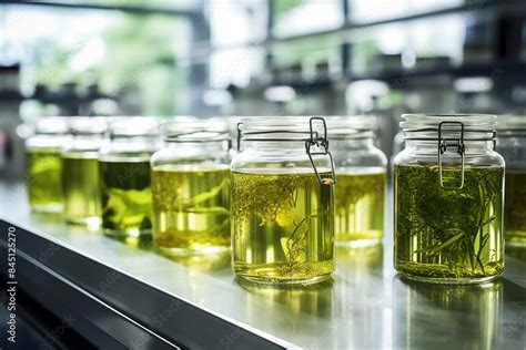 Marine Plankton Or Microalgae Culture Into A Test Tube In Laboratory