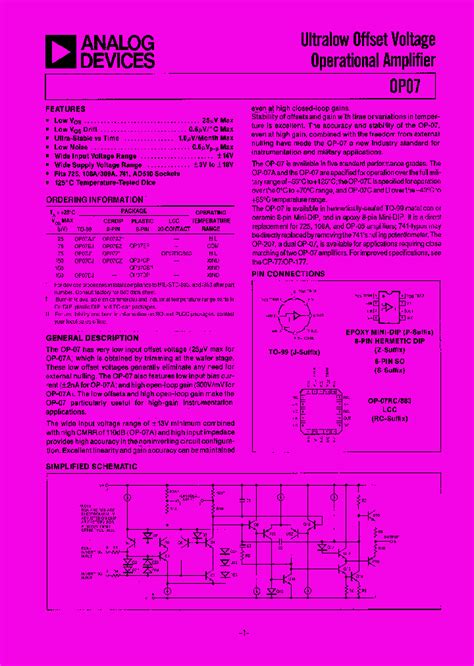 Op07aj259733pdf Datasheet Download Ic On Line