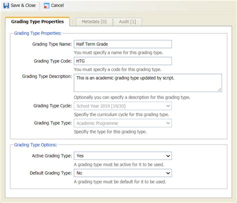 Manage Grading Types
