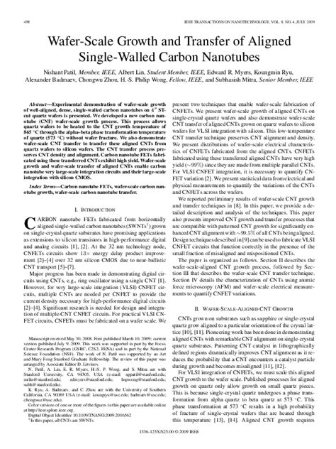 Pdf Wafer Scale Growth And Transfer Of Aligned Single Walled Carbon