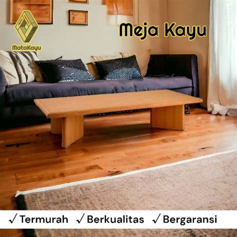 Kayu Guest Table 120x60cm Lesehan Table Wood Coffee Table Laptop