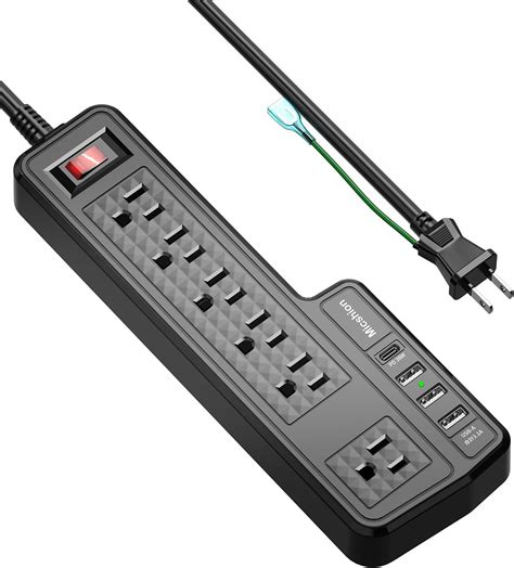 Jp Micshion 電源タップ Type C付き（pd 20w） コンセント（2400w） 延長コード2m 6ac