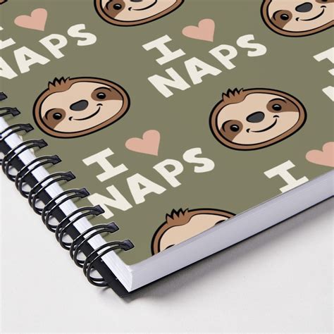 I Heart Naps Cute Sloths Olive Green Notebook Shutterfly