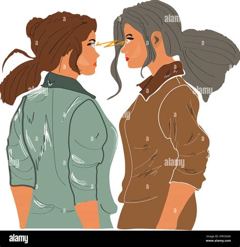 Conflict Between Two Young Women Drawing Stock Vector Image And Art Alamy
