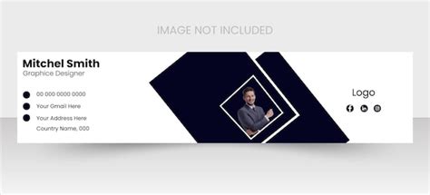 이메일 서명 템플릿 디자인 또는 개인 소셜 미디어 표지 템플릿 프리미엄 벡터